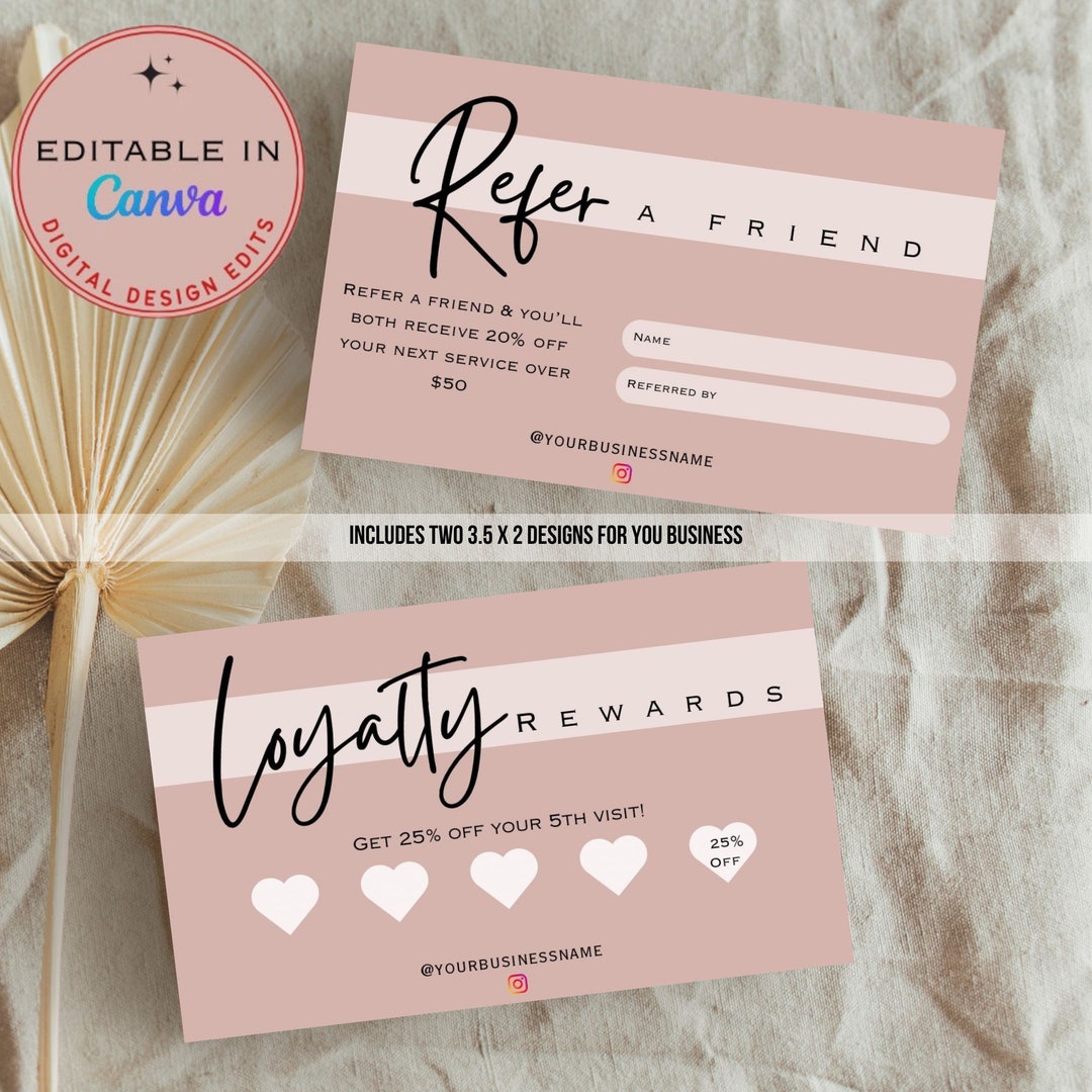 Loyalty Punch Card and Refer a Friend Card Bundle Digital Download ...