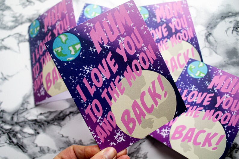 Mum I Love You to the Moon and Back Mother's Day A6 Birthday Card - Etsy UK