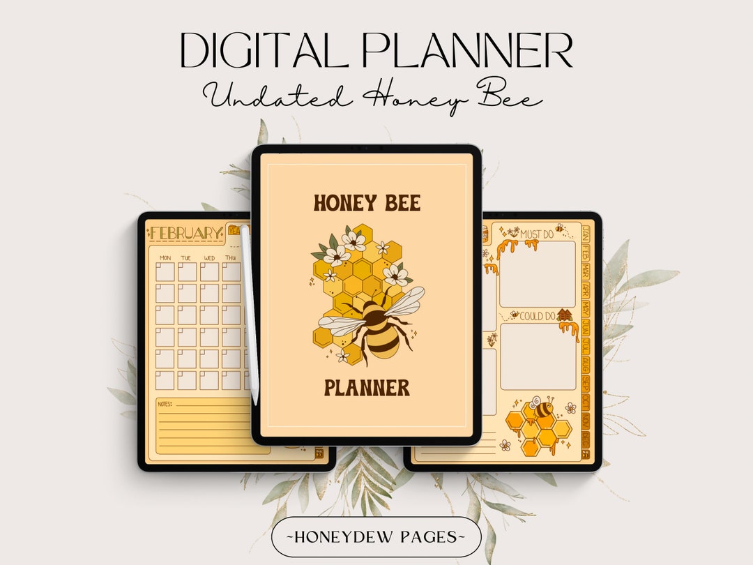 Undated Digital Bee Planner Daily Weekly Monthly Planner Routine Habit ...