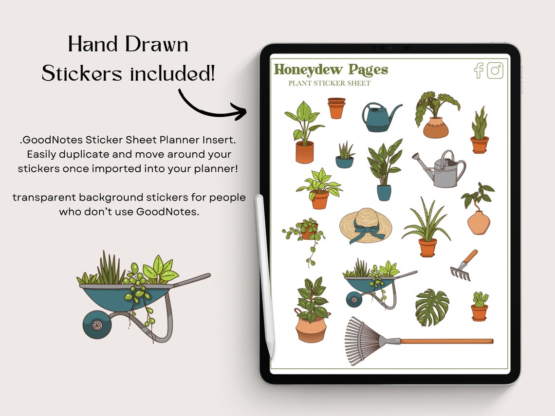 Undated Digital Planner, Plants Succulents, iPad Planner Goodnotes ...