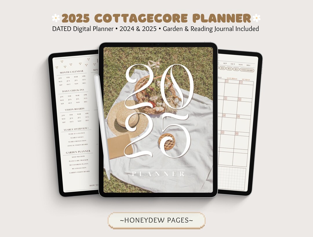2025 Digital Planner DATED | Cottage Garden Planner | 2025 & 2024 ...