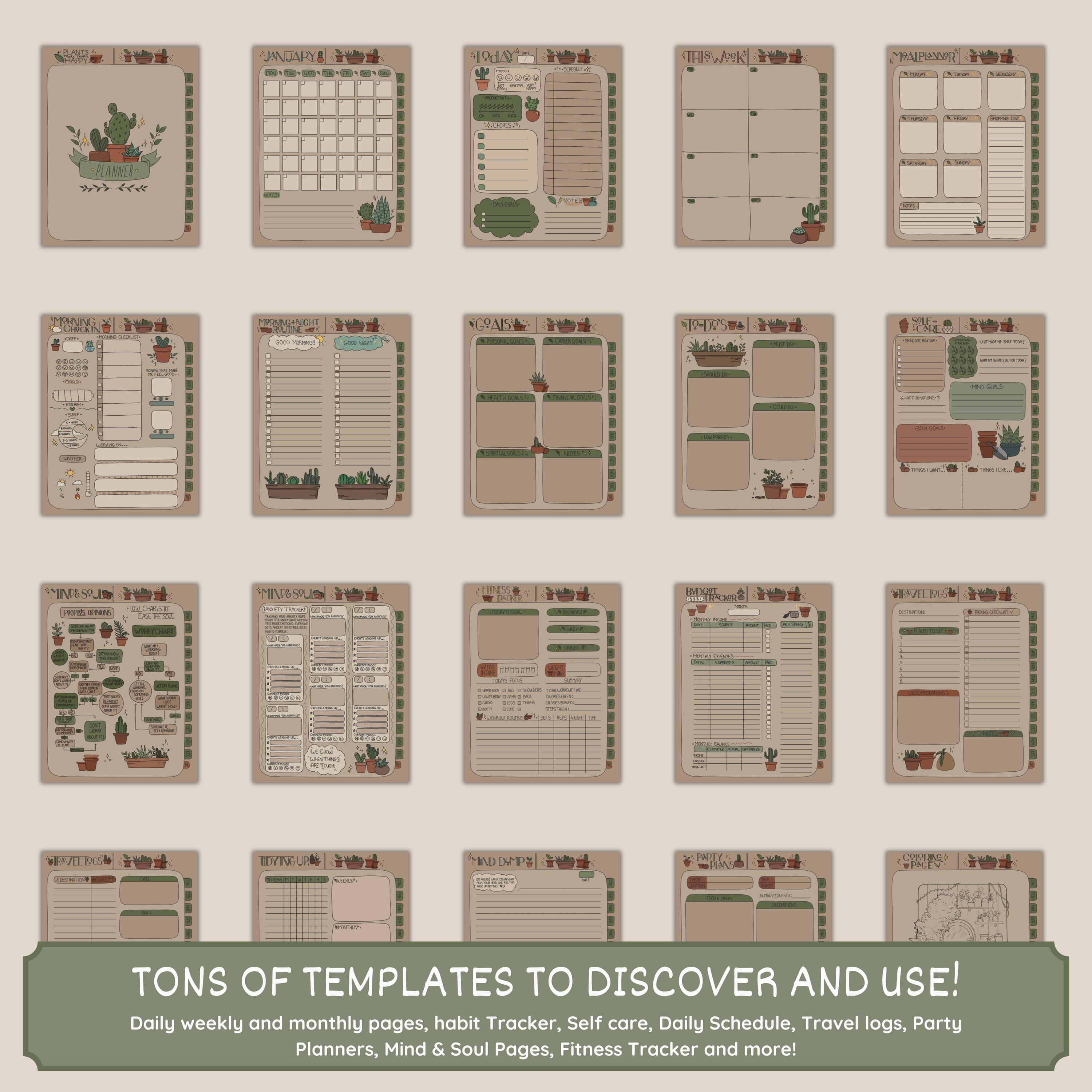 UNDATED Digital Planner | Plants & Succulents iPad Planner | Hand Drawn ...