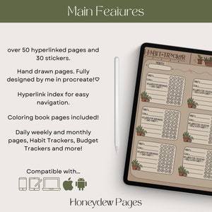 Undated Digital Planner, Plants Succulents, iPad Planner Goodnotes ...