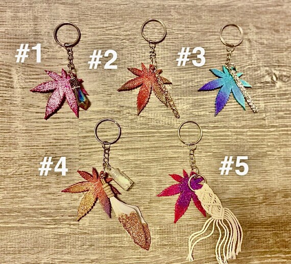 Pot leaf keychains Keychains with charms Accessories Small | Etsy