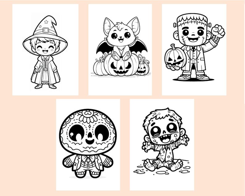 Cute Halloween Coloring Pages for Kids, Coloring Books, Coloring Pages ...
