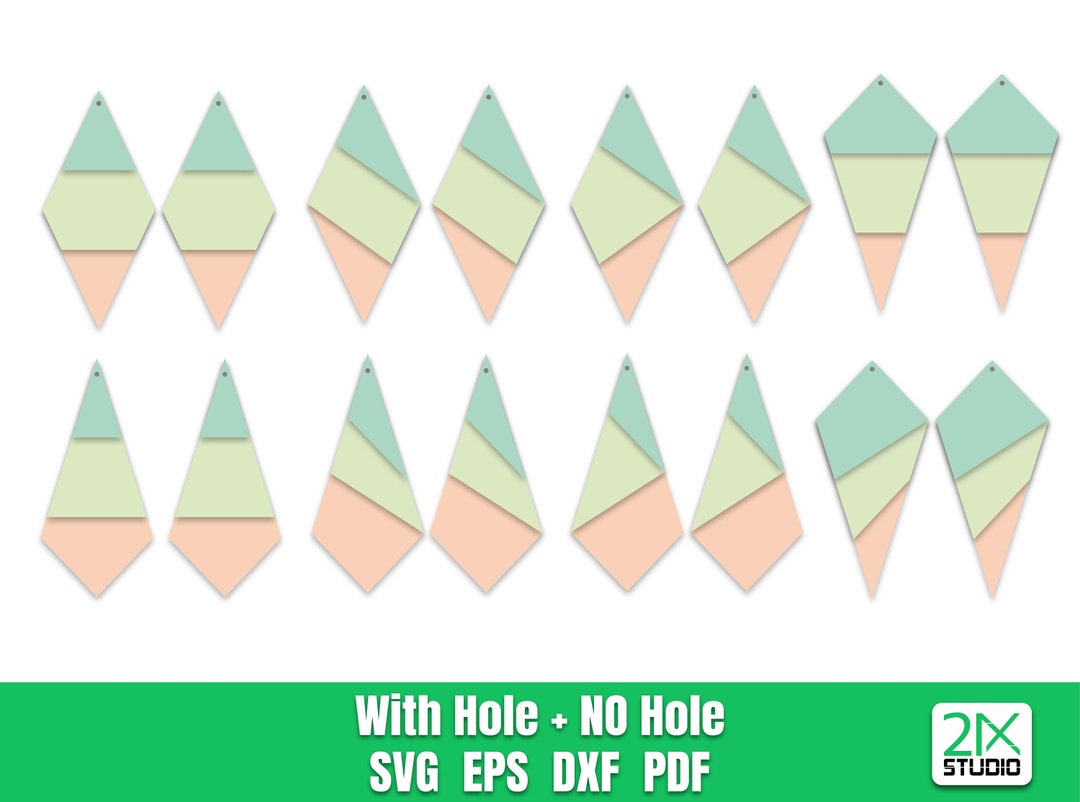 Triangle Earring SVG | Stacked Earring SVG | Three Parts Parts Earrings ...