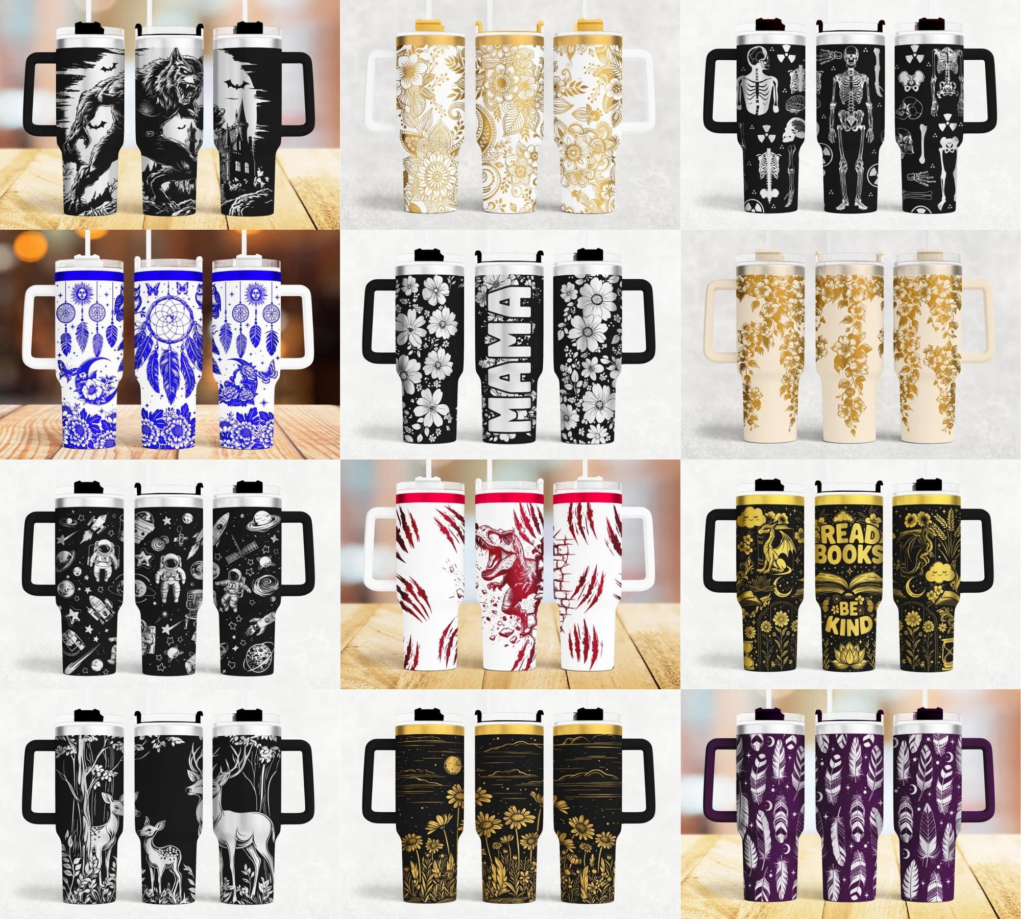 100 SVG Wraps for 40oz Tumblers – Laser Engraving Bundle | Seamless ...