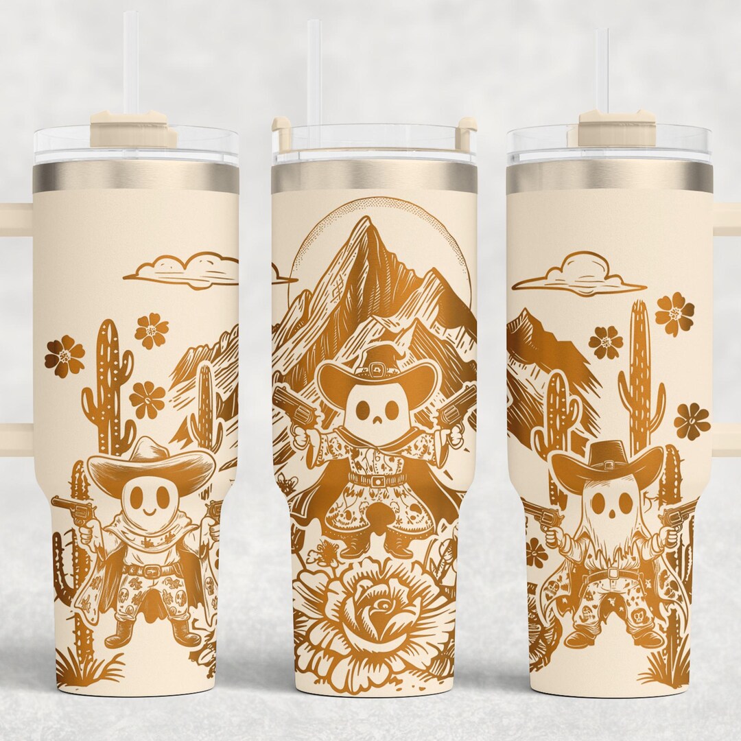 Howdy Ghouls 40oz Tumbler Wrap Laser SVG Files, Cowboy Halloween ...
