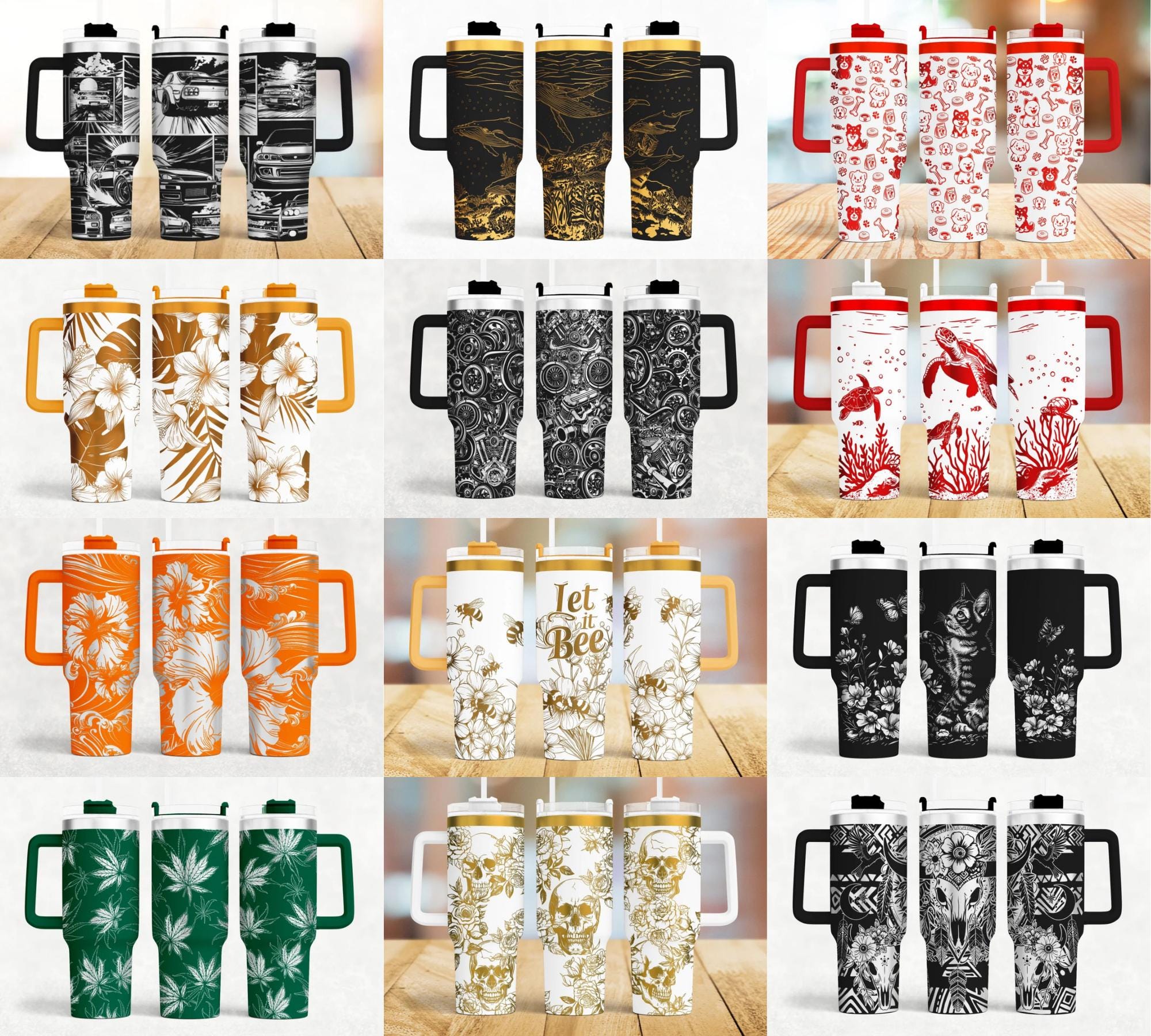 100 SVG Wraps for 40oz Tumblers – Laser Engraving Bundle | Seamless ...