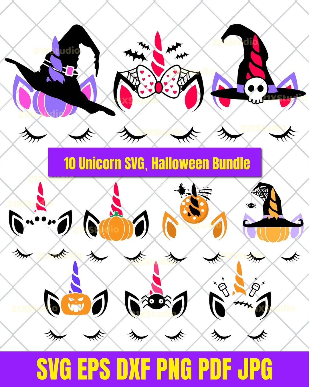 Halloween Unicorn SVG Bundle Kids Halloween SVG Files for Cricut and ...
