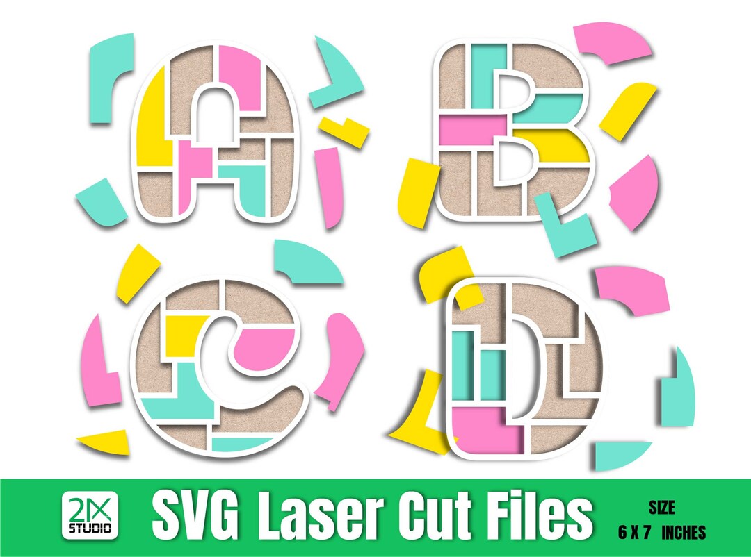 Geometric Alphabet Puzzle Svg Laser Cut File, Kit Wood Glowforge File ...