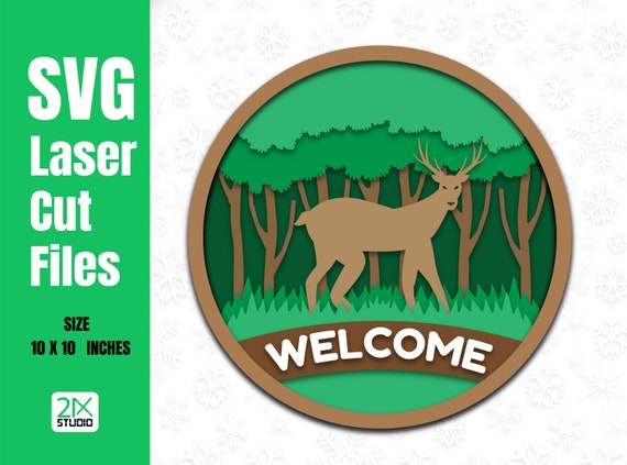 Deer Laser Cut File SVG Welcome Sign Laser SVG File for | Etsy