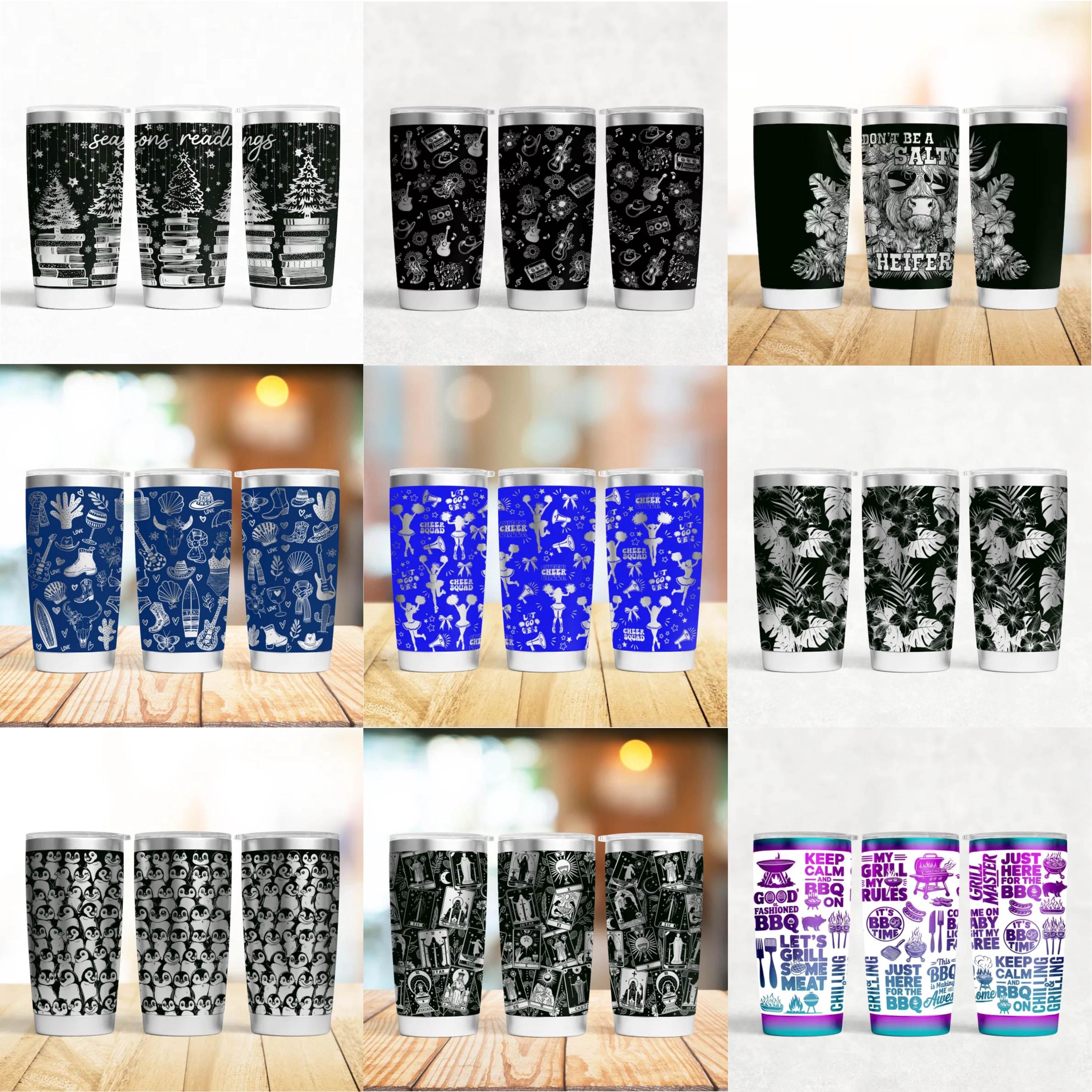 100 SVG Wraps for 20oz & 30oz Tumblers – Laser Engraving Bundle ...
