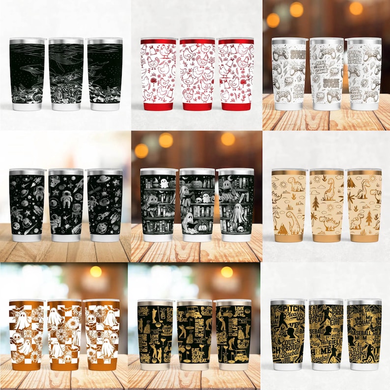 100 SVG Wraps for 20oz & 30oz Tumblers – Laser Engraving Bundle ...