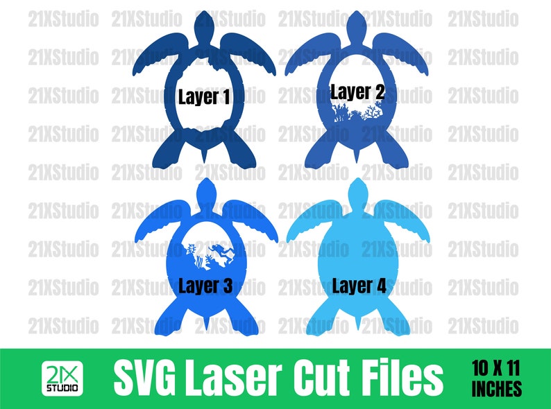 Sea Turtle Svg Laser Cut File SVG Multi-layer Digital File - Etsy