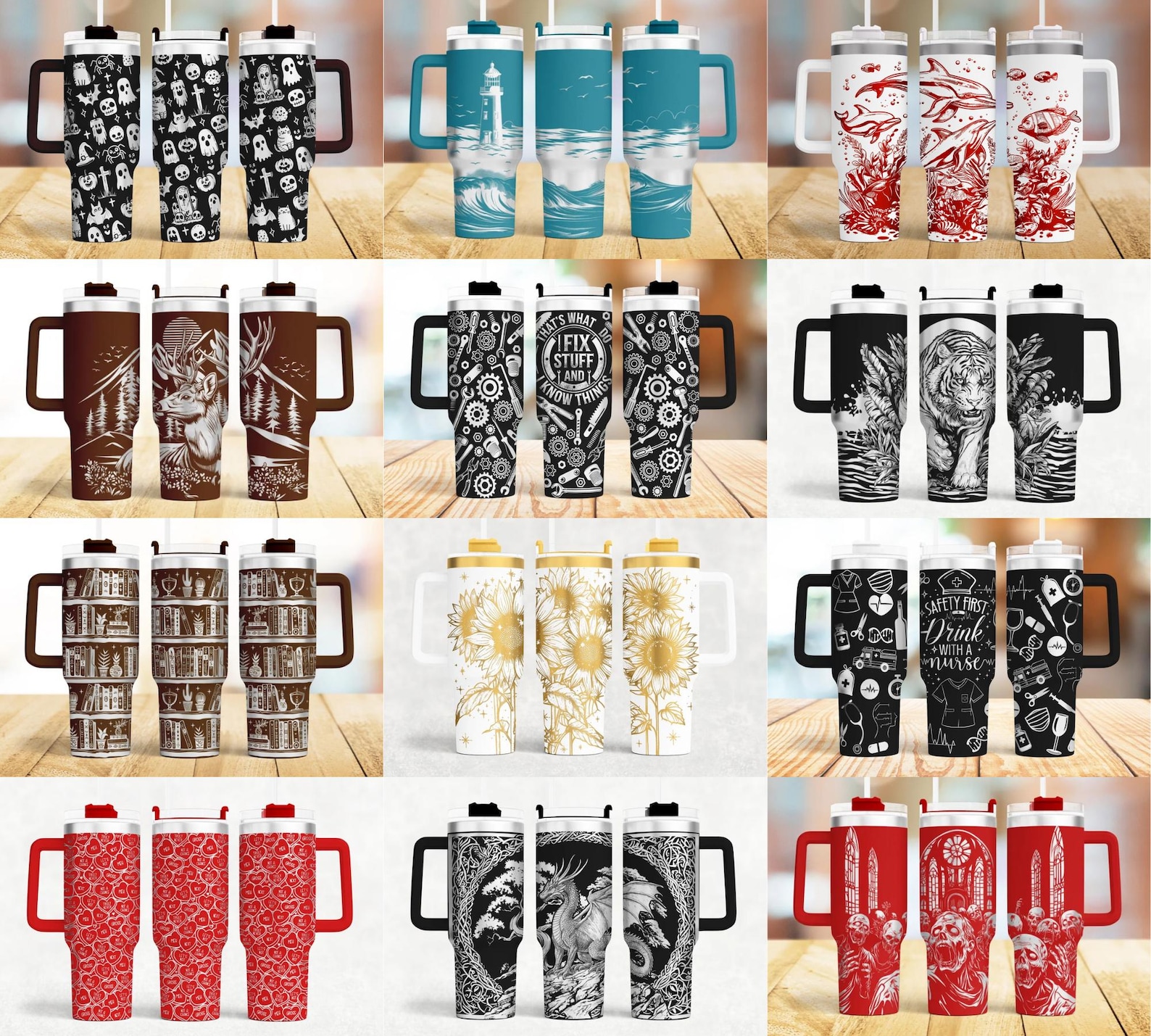 100 SVG Wraps for 40oz Tumblers – Laser Engraving Bundle | Seamless ...