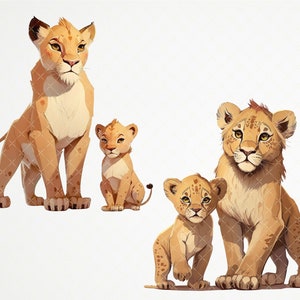 Lion Png, Lion Mom and Baby Watercolor Clipart, Animal Mother Day PNG ...