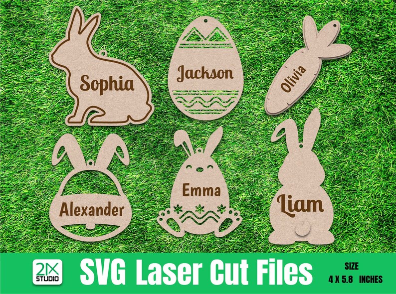 Easter Basket Tags Name Laser Glowforge File Personalized - Etsy