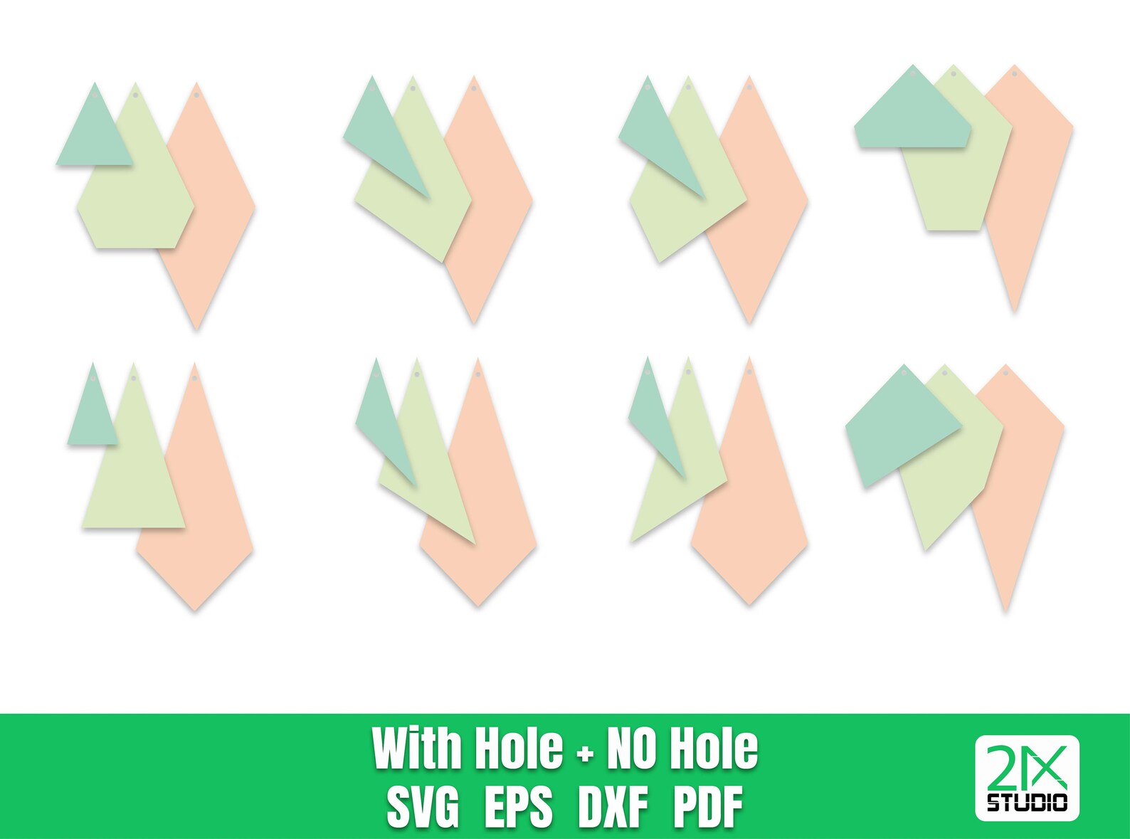 Triangle Earring SVG | Stacked Earring SVG | Three Parts Parts Earrings ...