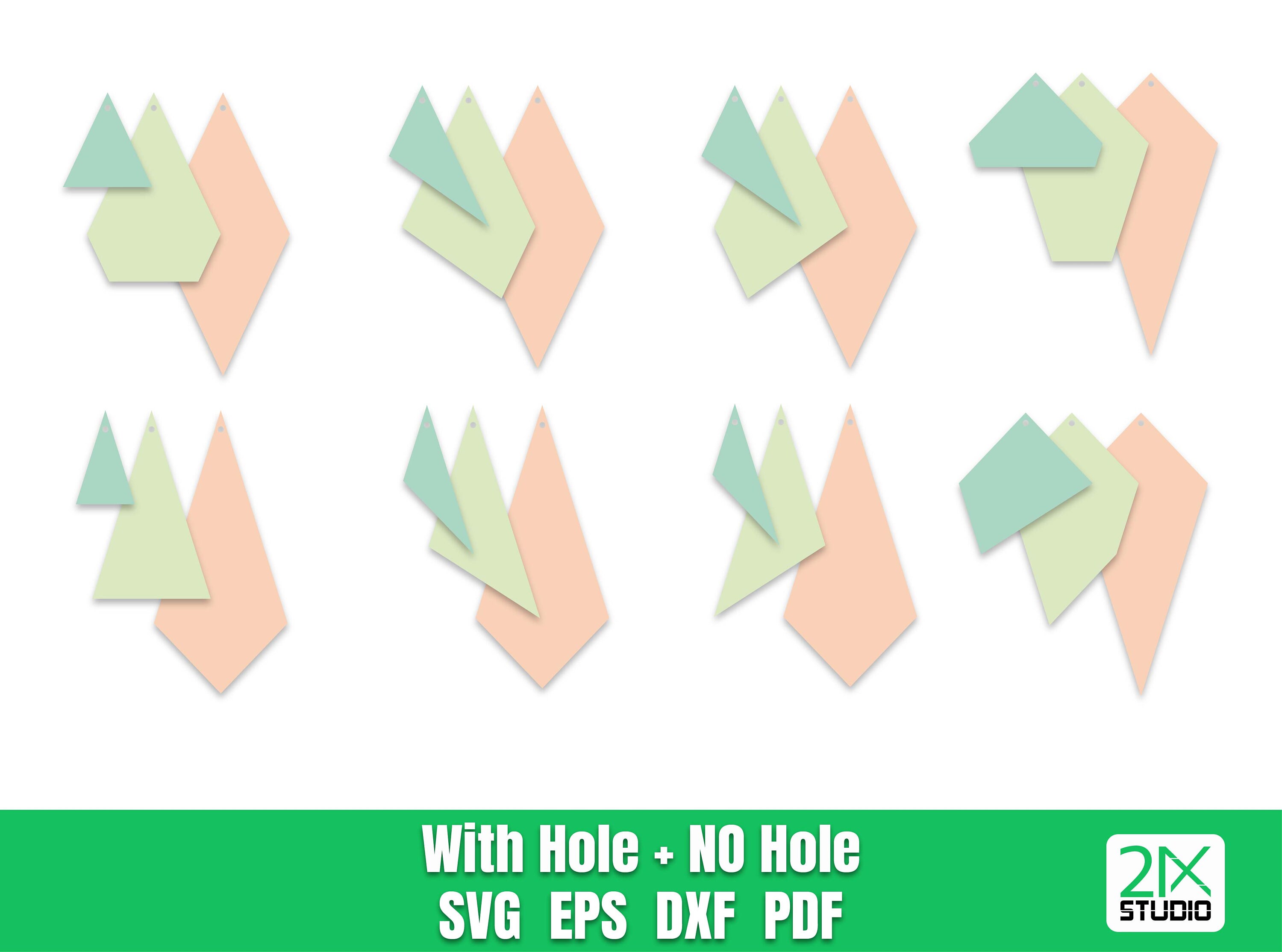 Triangle Earring SVG | Stacked Earring SVG | Three Parts Parts Earrings ...