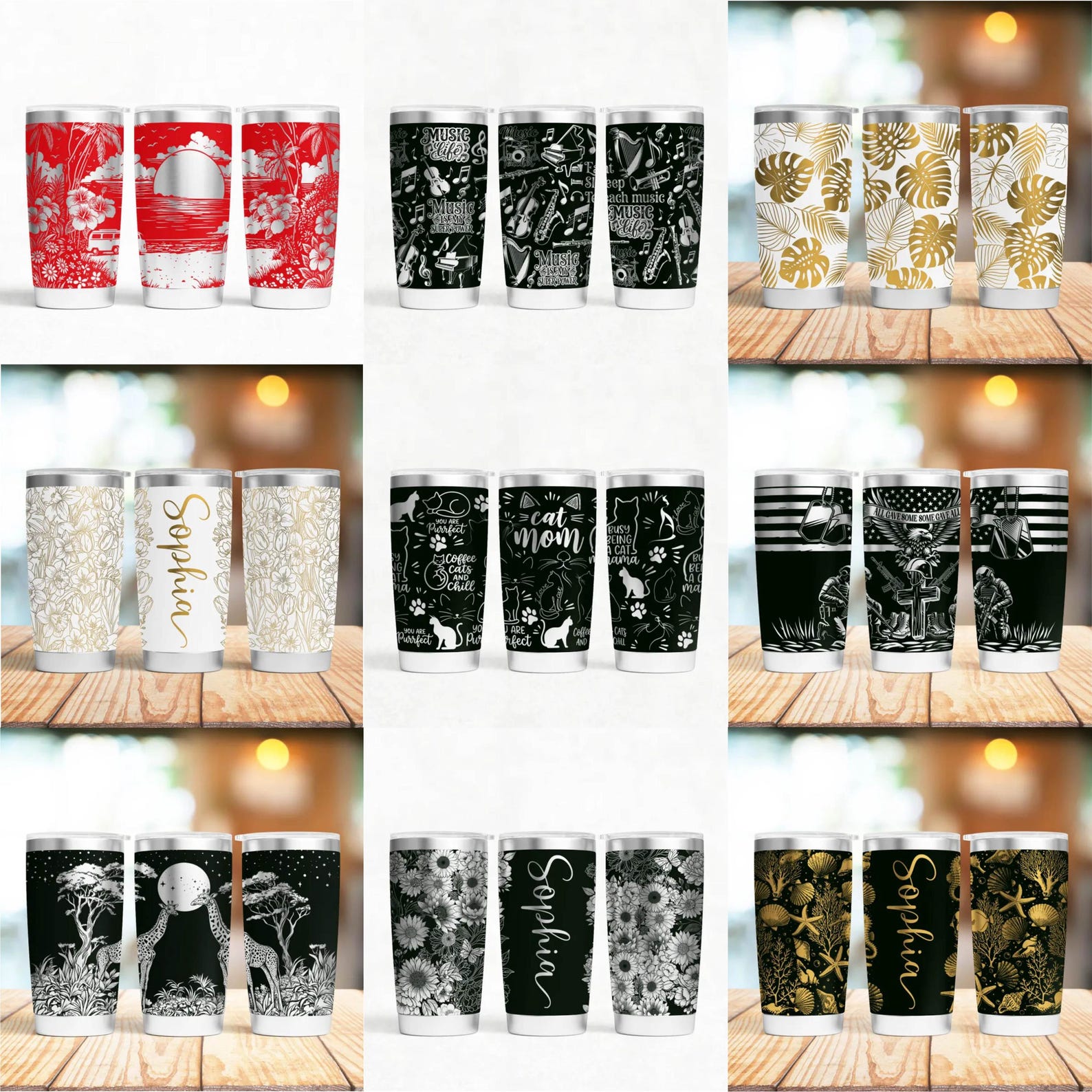 100 SVG Wraps for 20oz & 30oz Tumblers – Laser Engraving Bundle ...