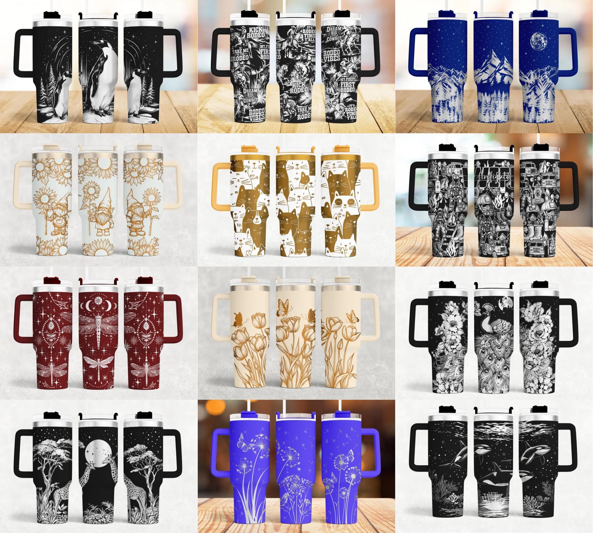 100 SVG Wraps for 40oz Tumblers – Laser Engraving Bundle | Seamless ...