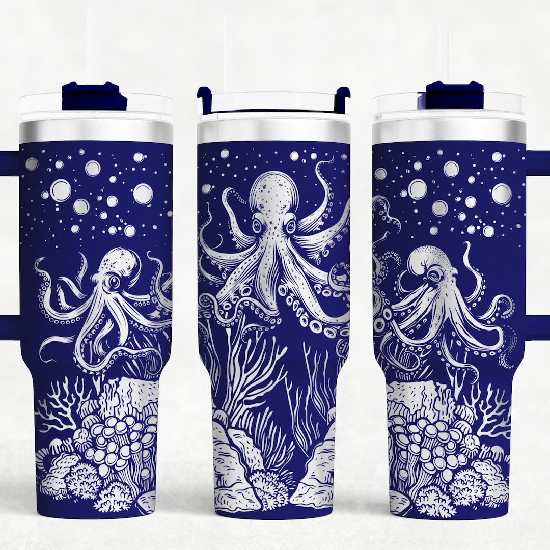 Octopus 40oz Tumbler Wrap Laser SVG File Tumbler, Octopus Ocean Tumbler ...