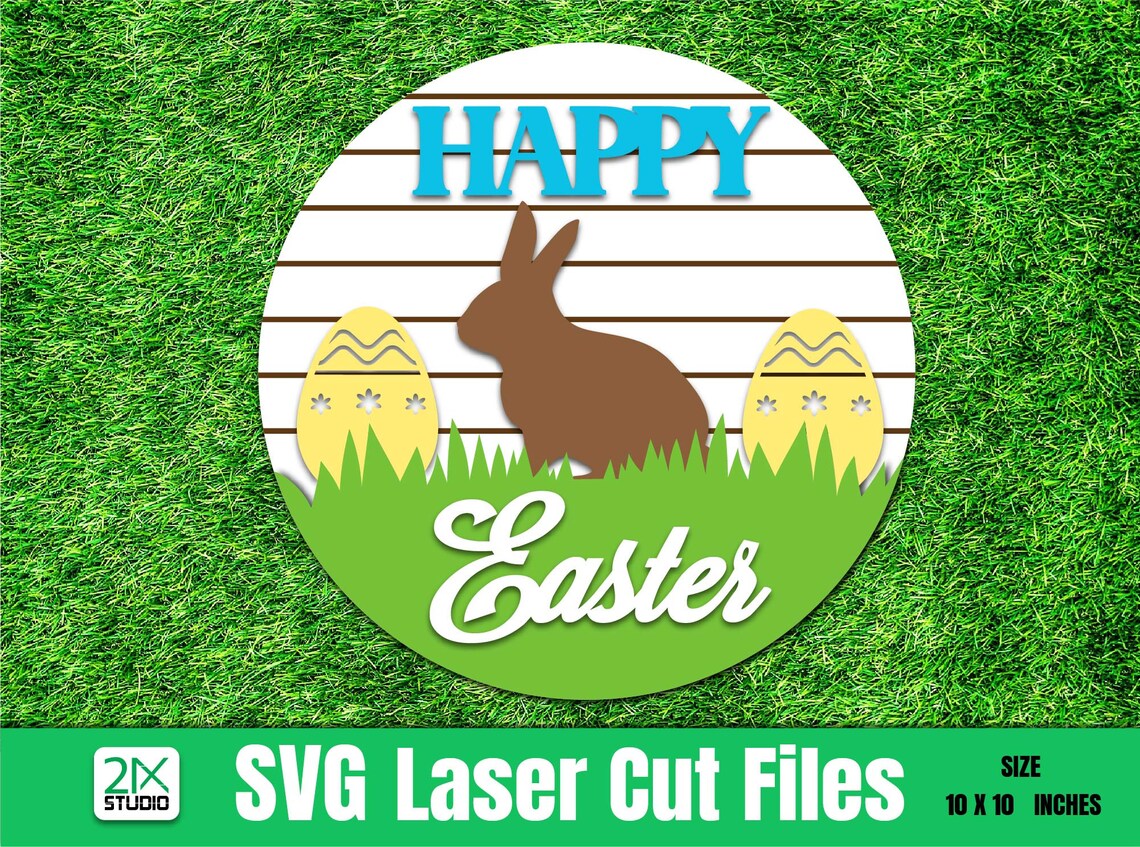 Happy Easter Laser Cut Glowforge File Circle Round Laser | Etsy