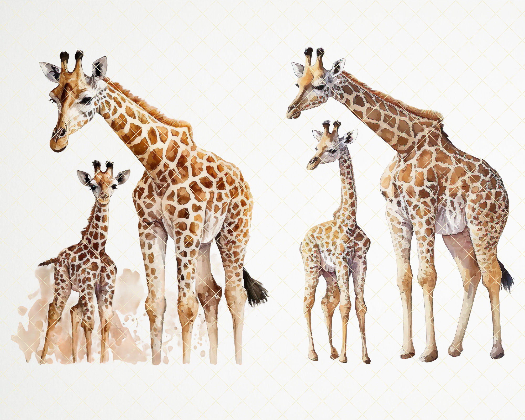 Giraffe Png Giraffe Mom and Baby Watercolor Clipart Animal - Etsy