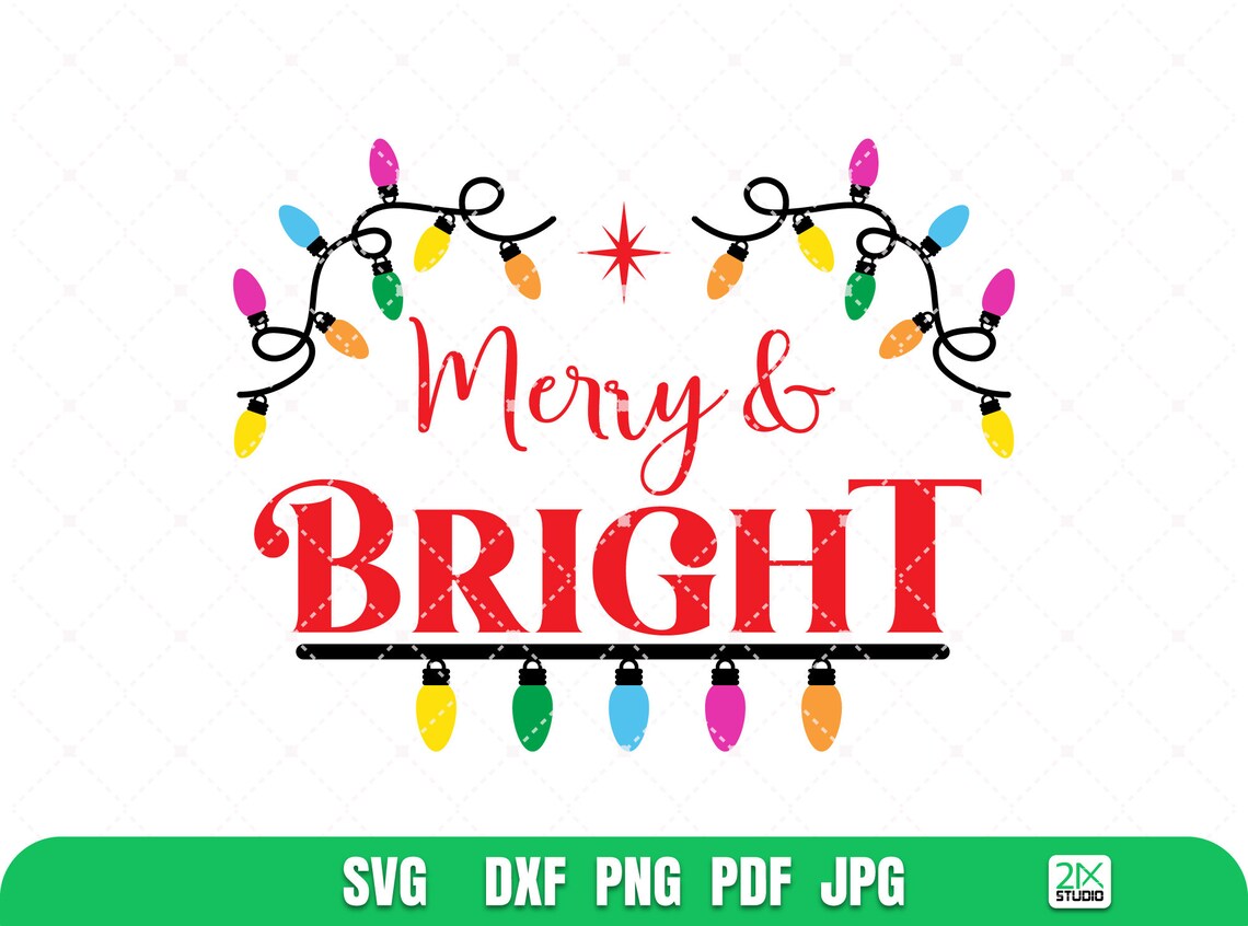 Merry and Bright Door Hanger Svg Round Door Sign Svg - Etsy