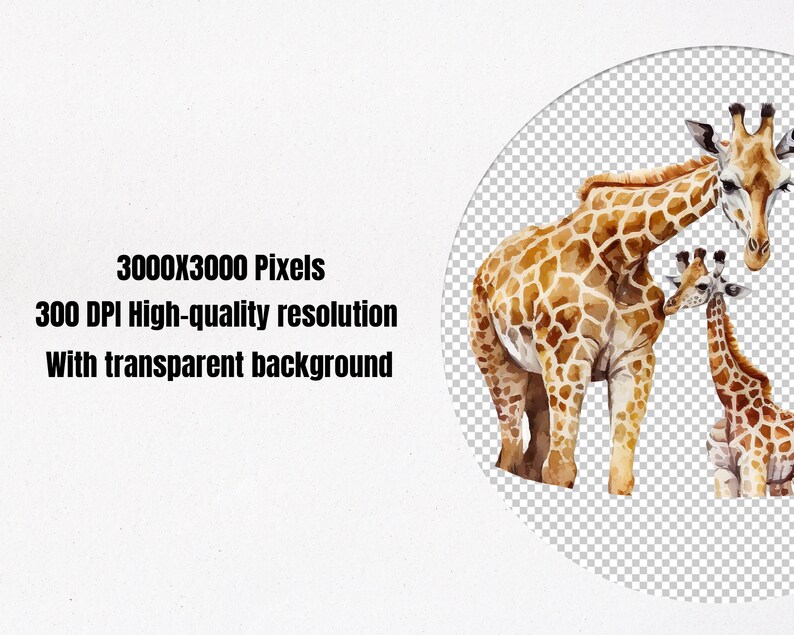 Giraffe Png, Giraffe Mom and Baby Watercolor Clipart, Animal Mother Day ...