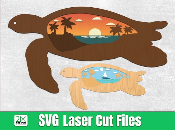 Sea Turtle Laser Cut Files Svg Turtle Glowforge File Kit | Etsy