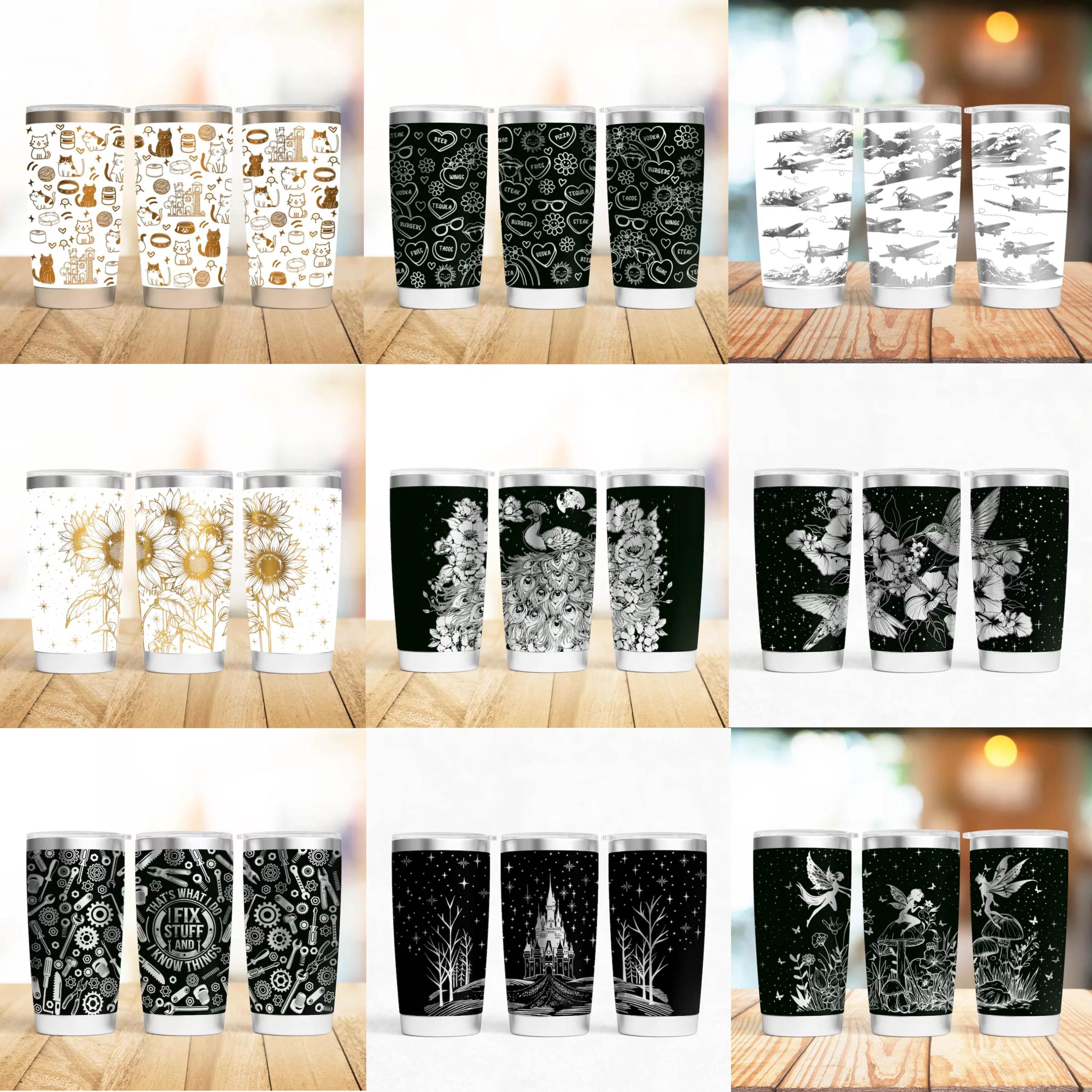 100 SVG Wraps for 20oz & 30oz Tumblers – Laser Engraving Bundle ...