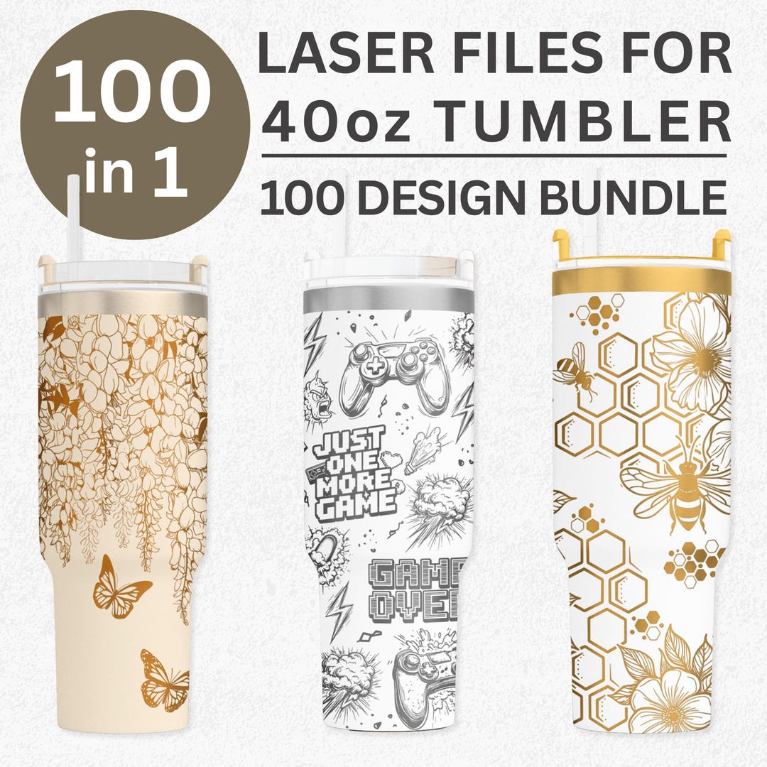 100 SVG Wraps for 40oz Tumblers – Laser Engraving Bundle | Seamless ...