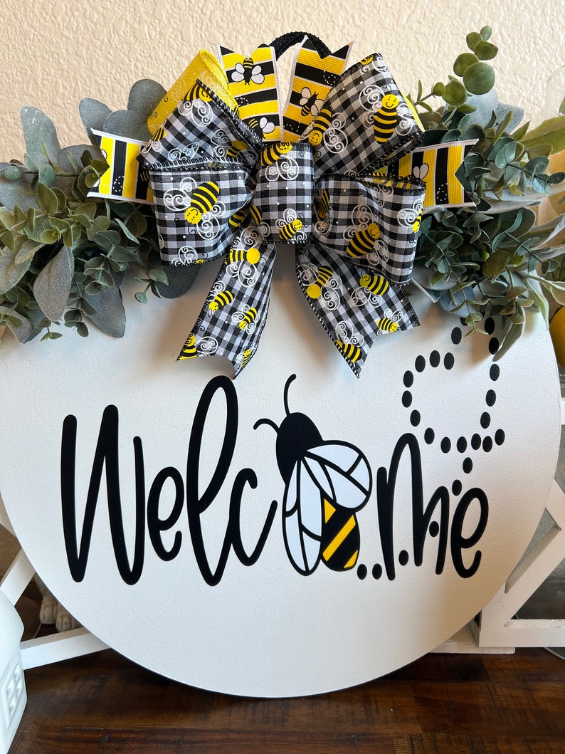 Front Door Bee Sign, Bee Gift, Wedding Gift, Handmade, Front Door Sign ...