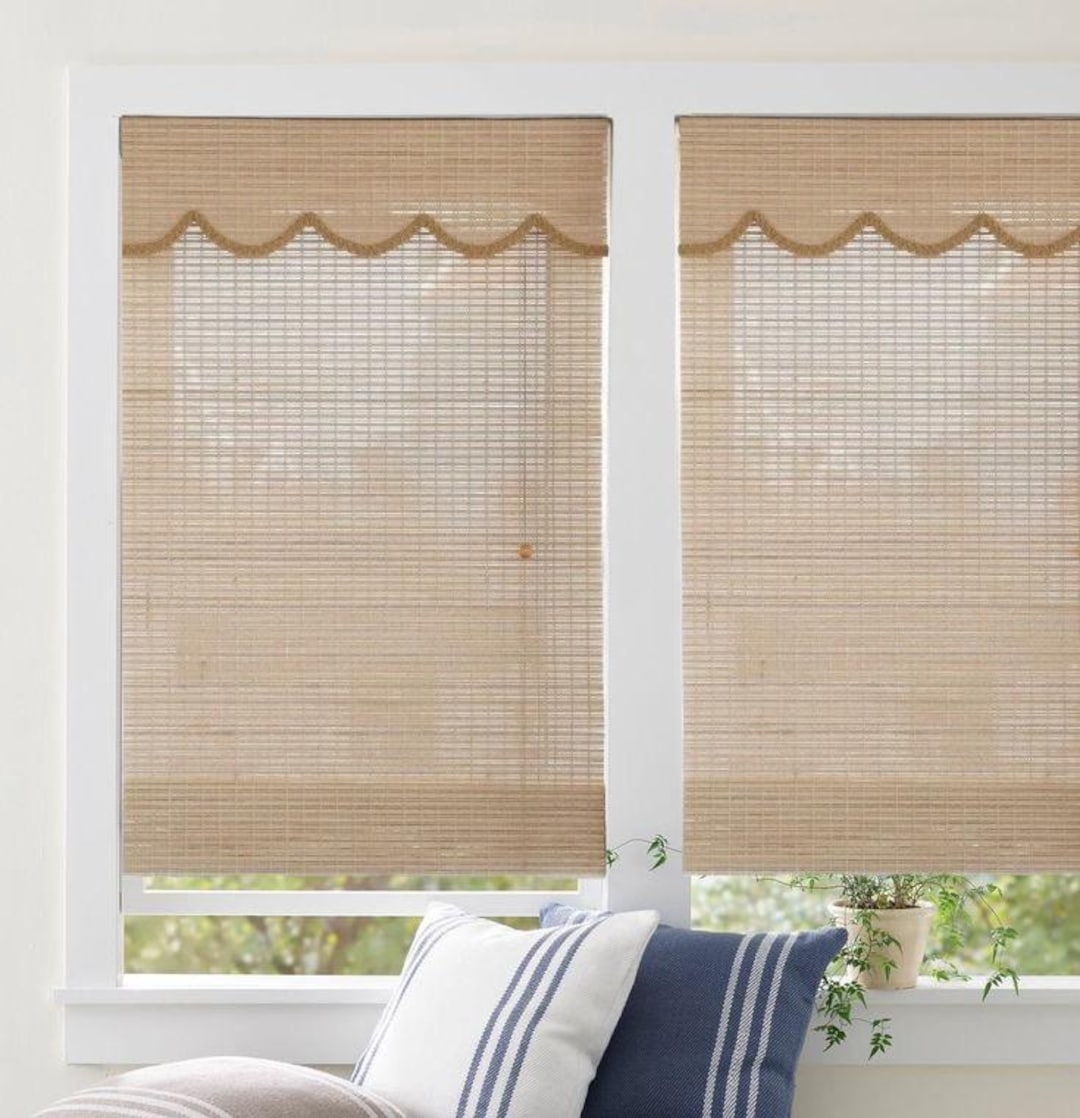 Scallop Valance Bamboo Shade With Fabric Scalloped Nursery Bamboo ...