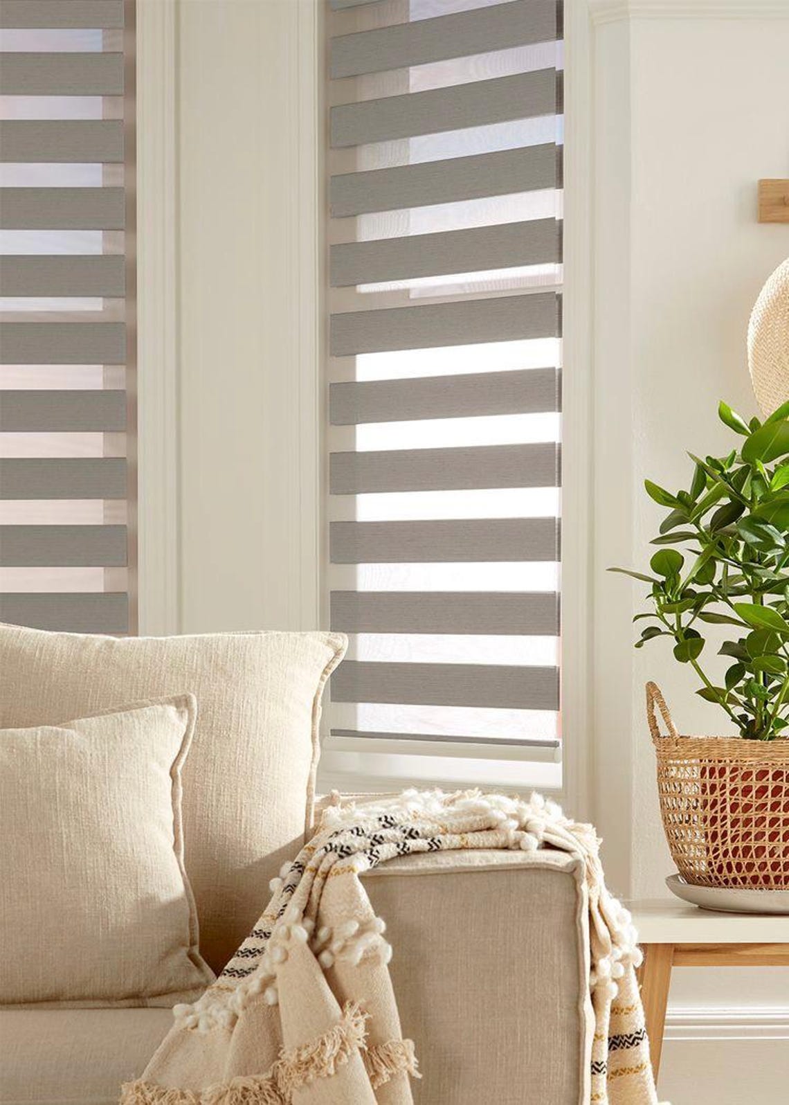 Motorised Dual Layer Roller Window Shades Zebra Blinds Automatic Made ...