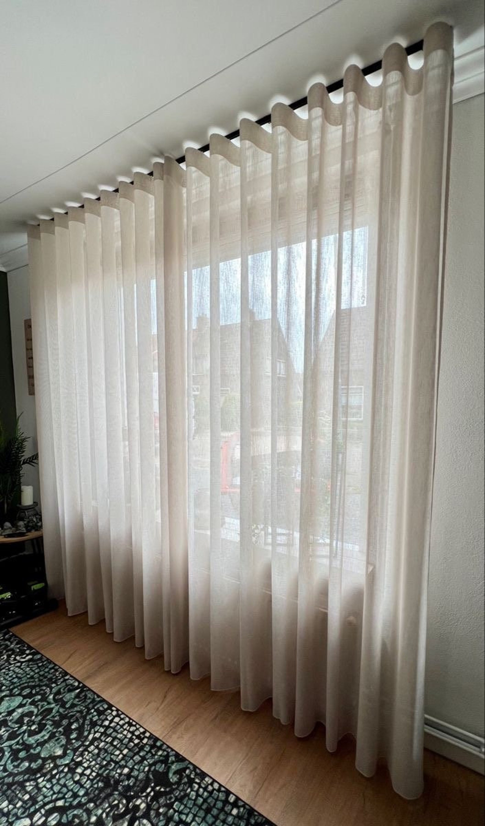 Wave Fold Custom Size Sheer Linen Curtains Ripple Fold Sheer Curtains S ...