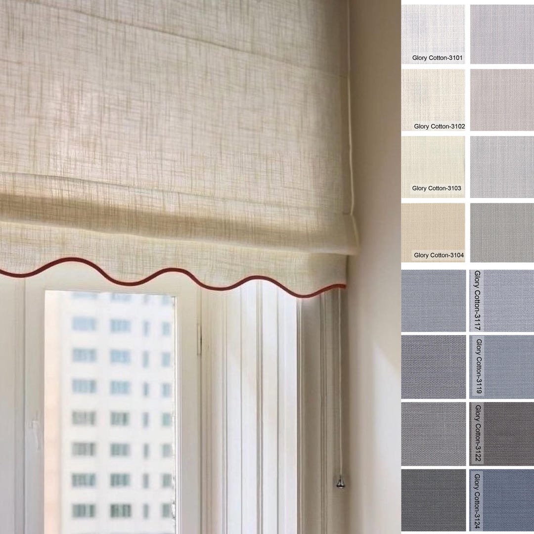 Linen Roman Blinds With Scallop Edge Roman Shade With No Line Custom ...