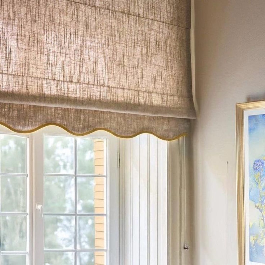 Linen Roman Shade With Scallop Pattern Roman Blind Scallop Edge Flat ...