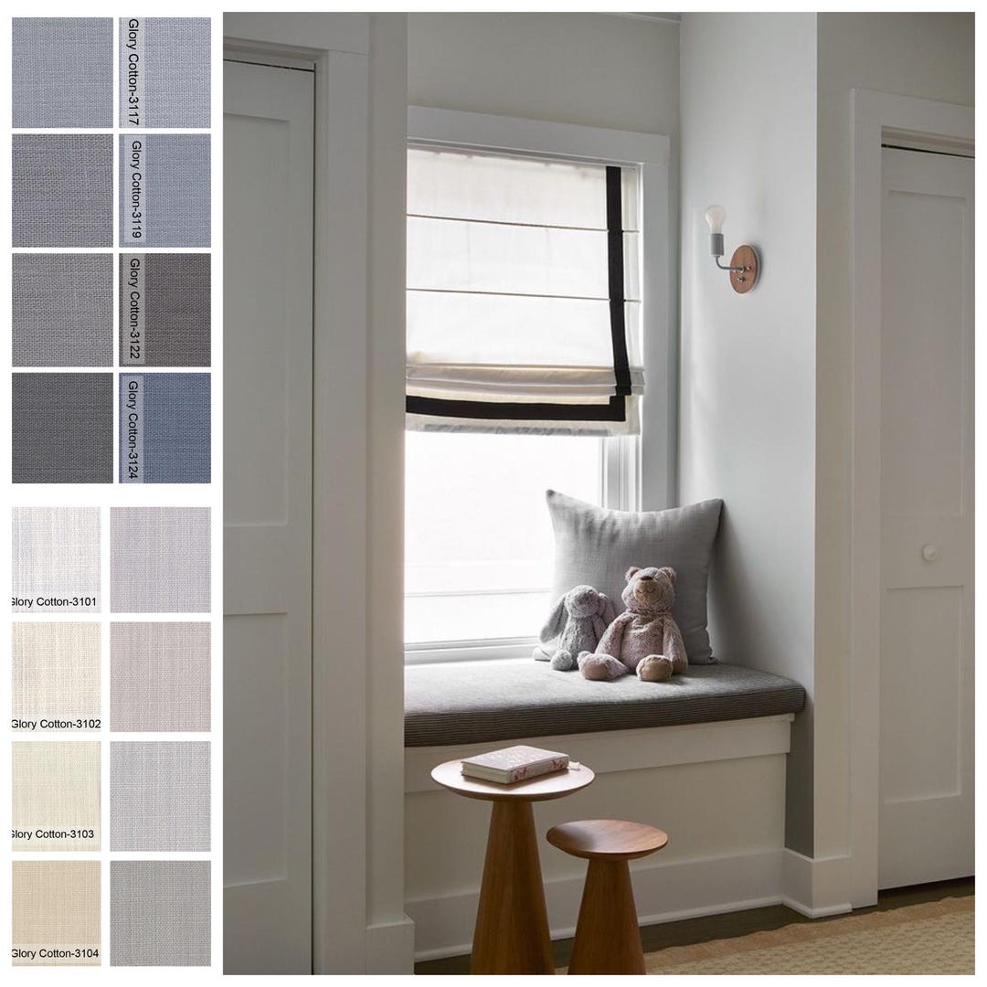 Custom Trim Window Treatment Flat Roman Shades Trim Border Custom Roman ...