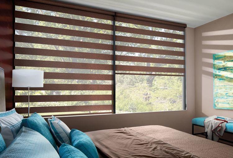 Motorised Dual Layer Roller Window Shades Zebra Blinds Automatic Made ...
