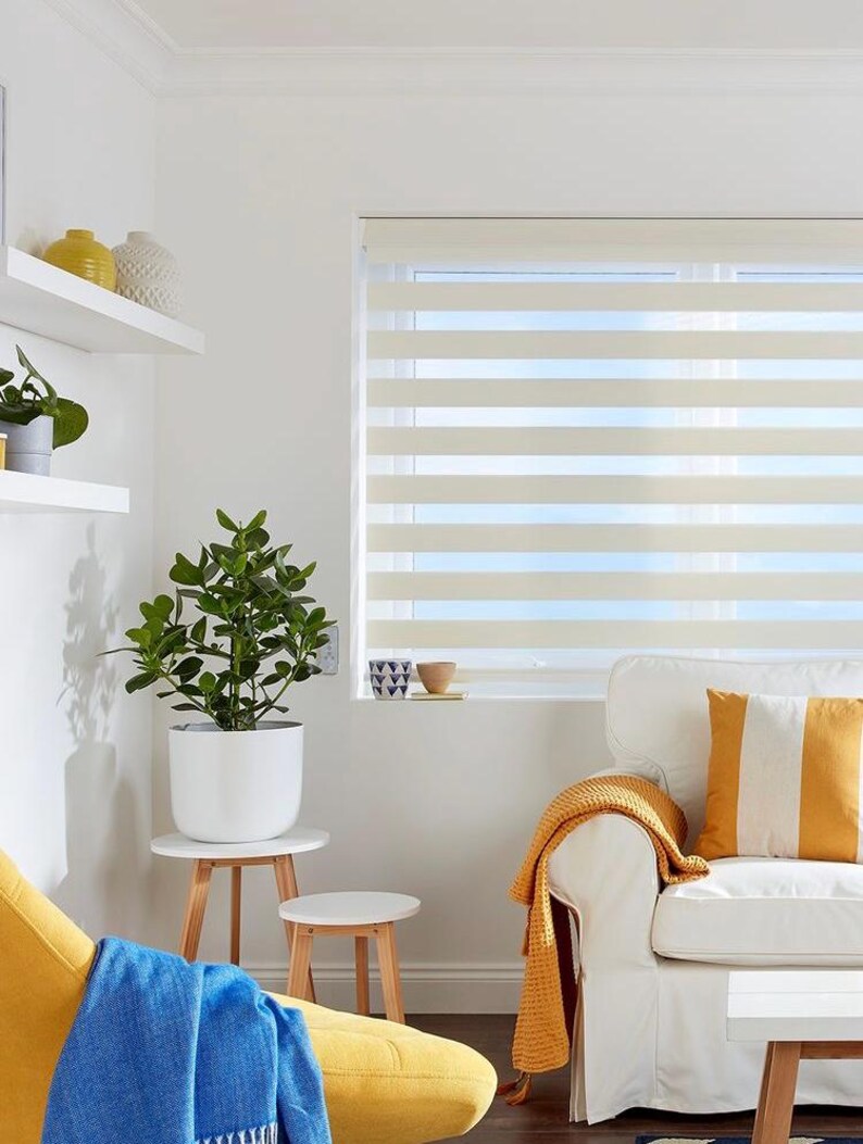 Motorised Dual Layer Roller Window Shades Zebra Blinds Automatic Made ...