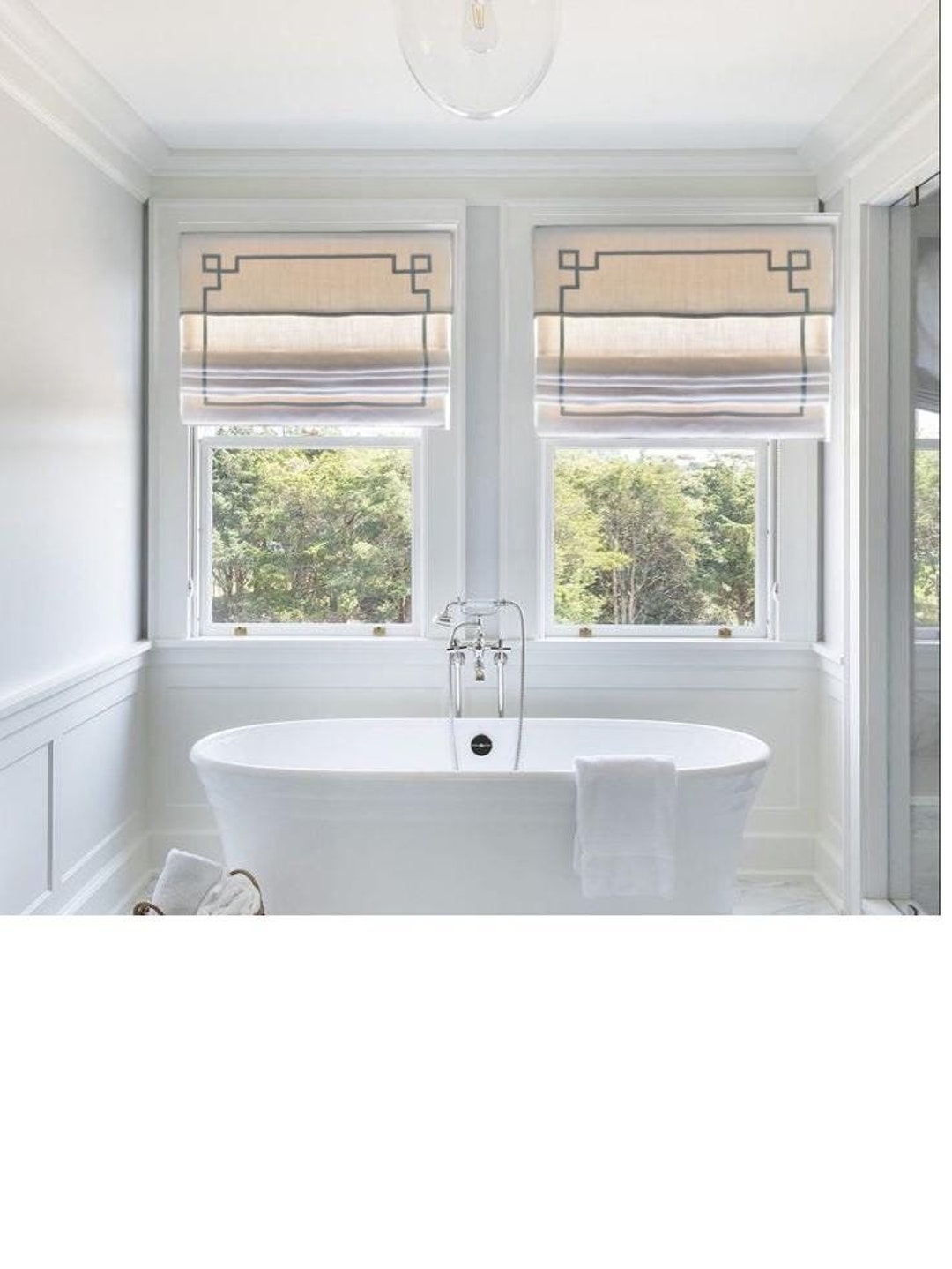 Greek Key Trim Border Valance Roman Blinds With Hardware Custom Size ...