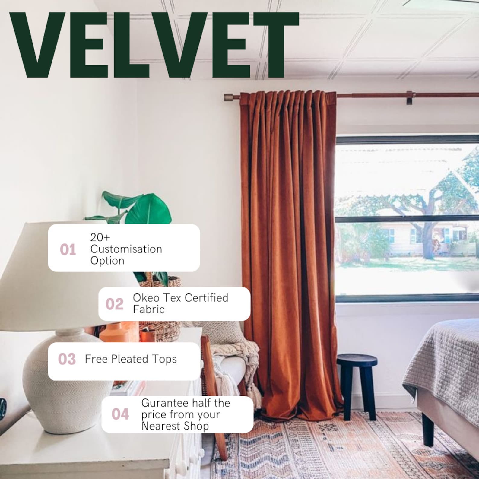 Set of 2 Velvet Curtains With Pom Pom Tassel Trim Tassel Velvet Fringe ...