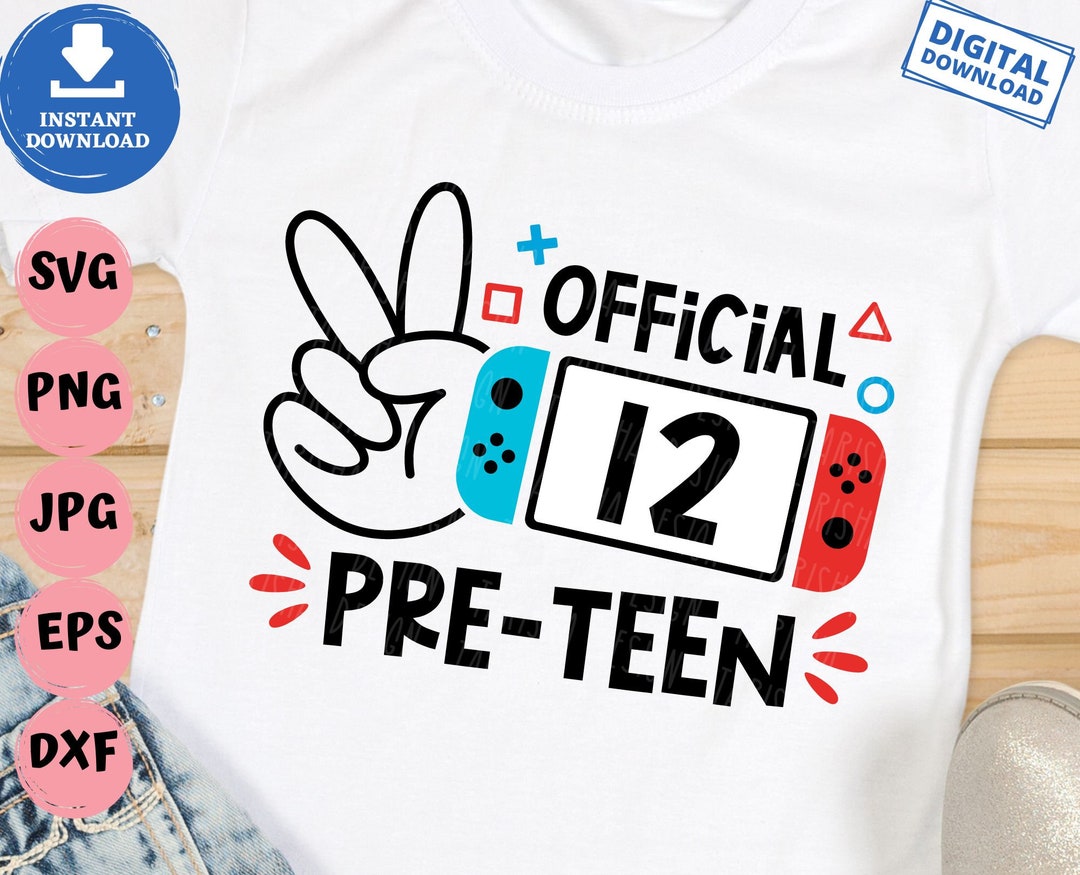 12 Official Pre-teen Gamer Svg, Game Controller 12th Birthday, Official ...