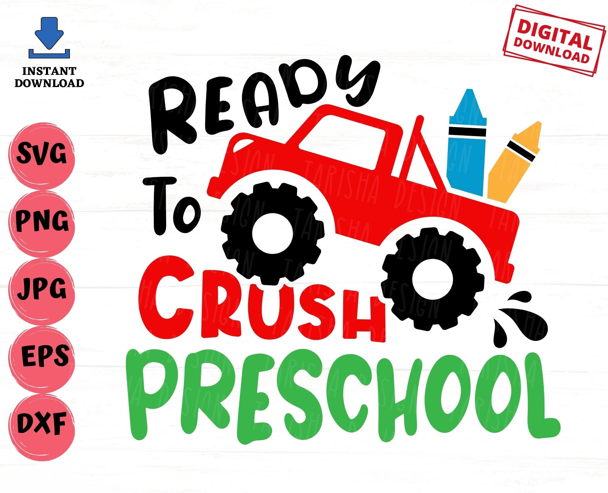 Ready to Crush Preschool Svg, Monster Truck Svg, Back to School Svg ...
