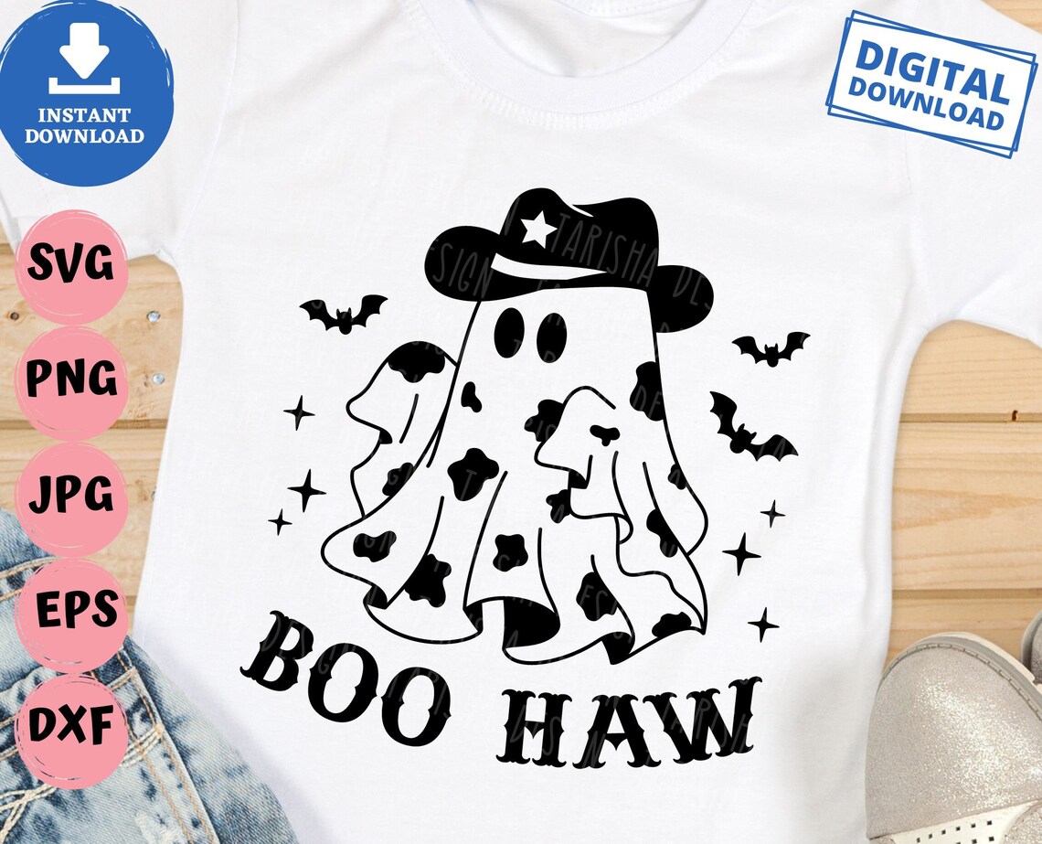 Boo Haw Svg Cowgirl Ghost Svg Cowboy Ghost Svg Western - Etsy