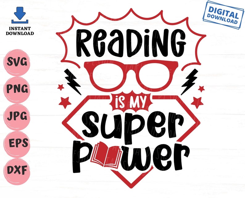 Reading is My Superpower Svg, Book Lover Svg, Reading Books Svg ...
