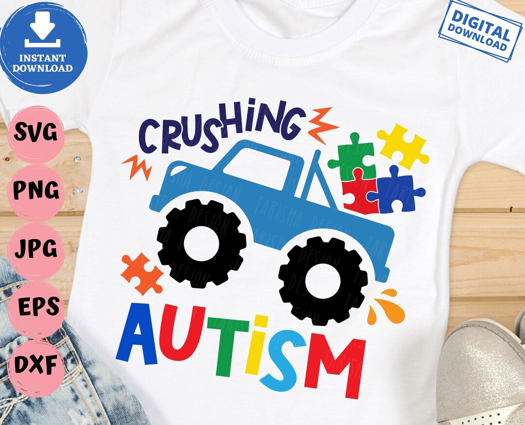 Crushing Autism Monster Truck Svg, Autism Awareness Day Svg, Kids ...